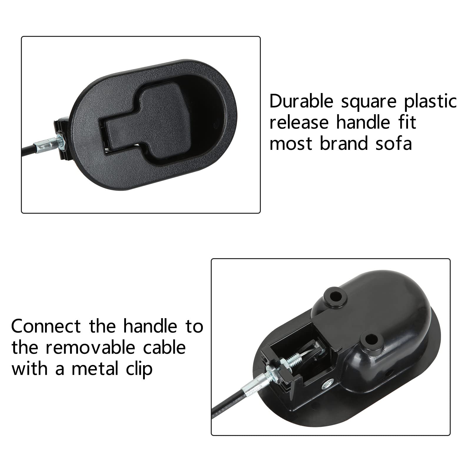 APACALI Recliner Pull Cable Replacement Set of 4, Universal Black Sofa Couch Recliner Release Cables with Plastic Pull Handle fits Most Recliner Brands, Hook Exposed Cable Length (4.75")