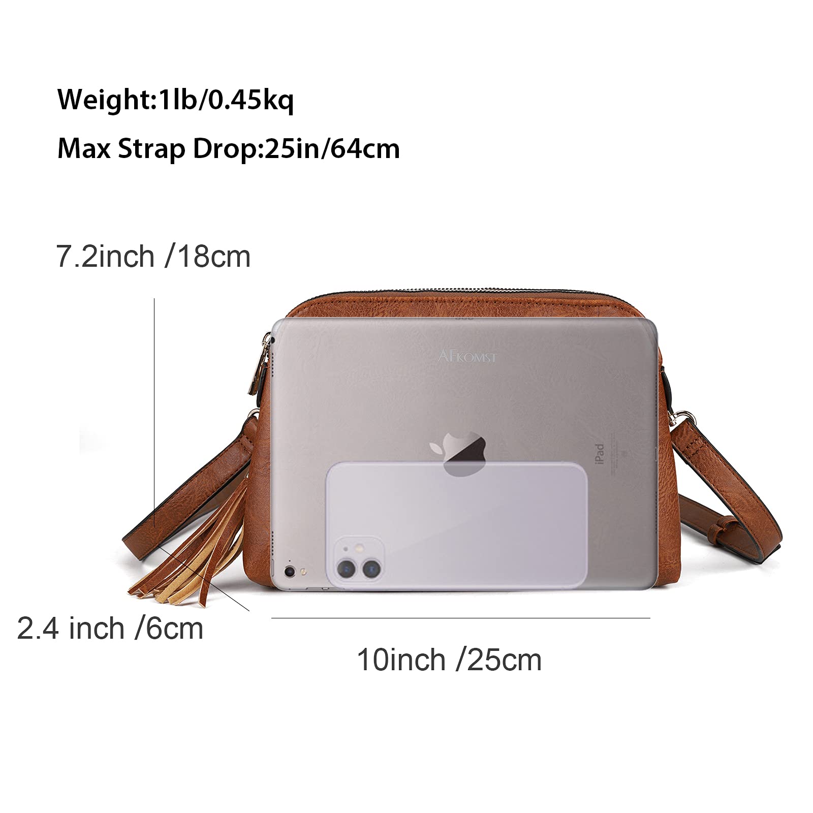 Crossbody Bags for Women Small Saddle Purses and Boho Cross body Handbags,Vegan Leather, Caramel Brown