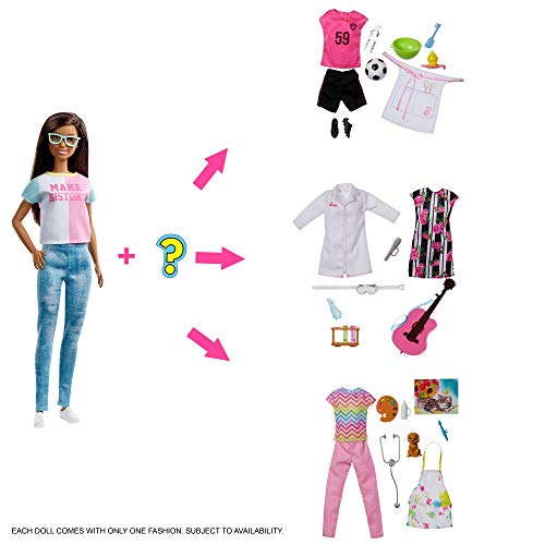 Barbie Doll with 2 Career Looks that Feature 8 Clothing and Accessory Surprises to Discover with Unboxing, Gift for 3 to 7 Year Olds