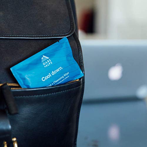 Oars + Alps Face and Body Wipes, Dermatologist Tested Skin Care Infused with Caffeine and Menthol, TSA Approved, 14 Wipes Total