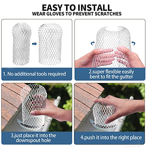 6pcs Gutter Guards 3 Inch Expand Aluminum Filter Strainers,Stops Blockage Leaves Debris,Mesh Filter Preventing Blockage