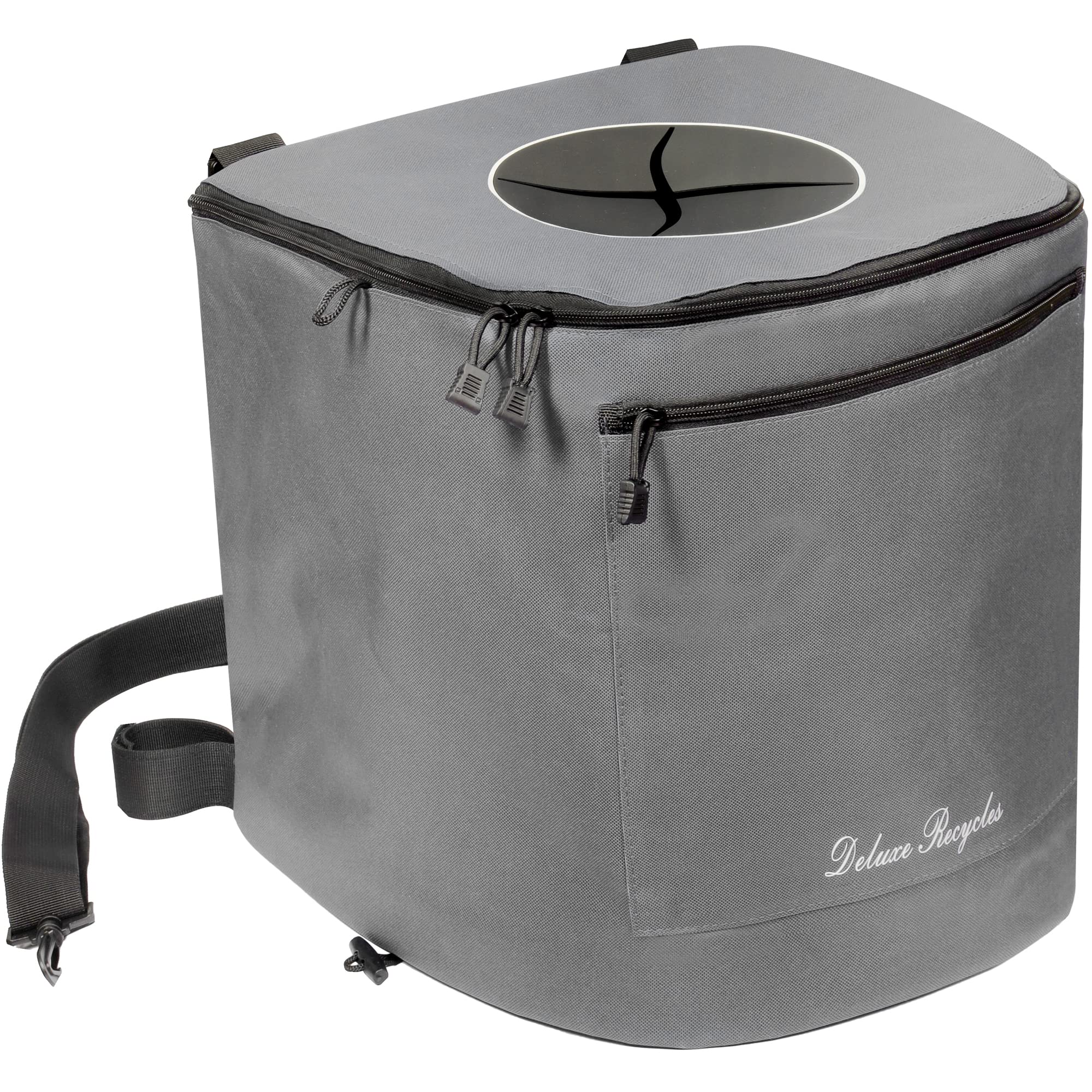 Deluxe Recycles Collapsible Trash Can for Boating and Camping | Large, Durable, and Portable with Inner Bin - 8 Gallons (Grey)