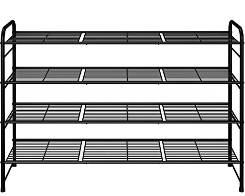 Dicasser Shoe Rack Organizer Closet,4-Tier Long Metal Shoe Storage Capacity for 24-30 Pairs,Black