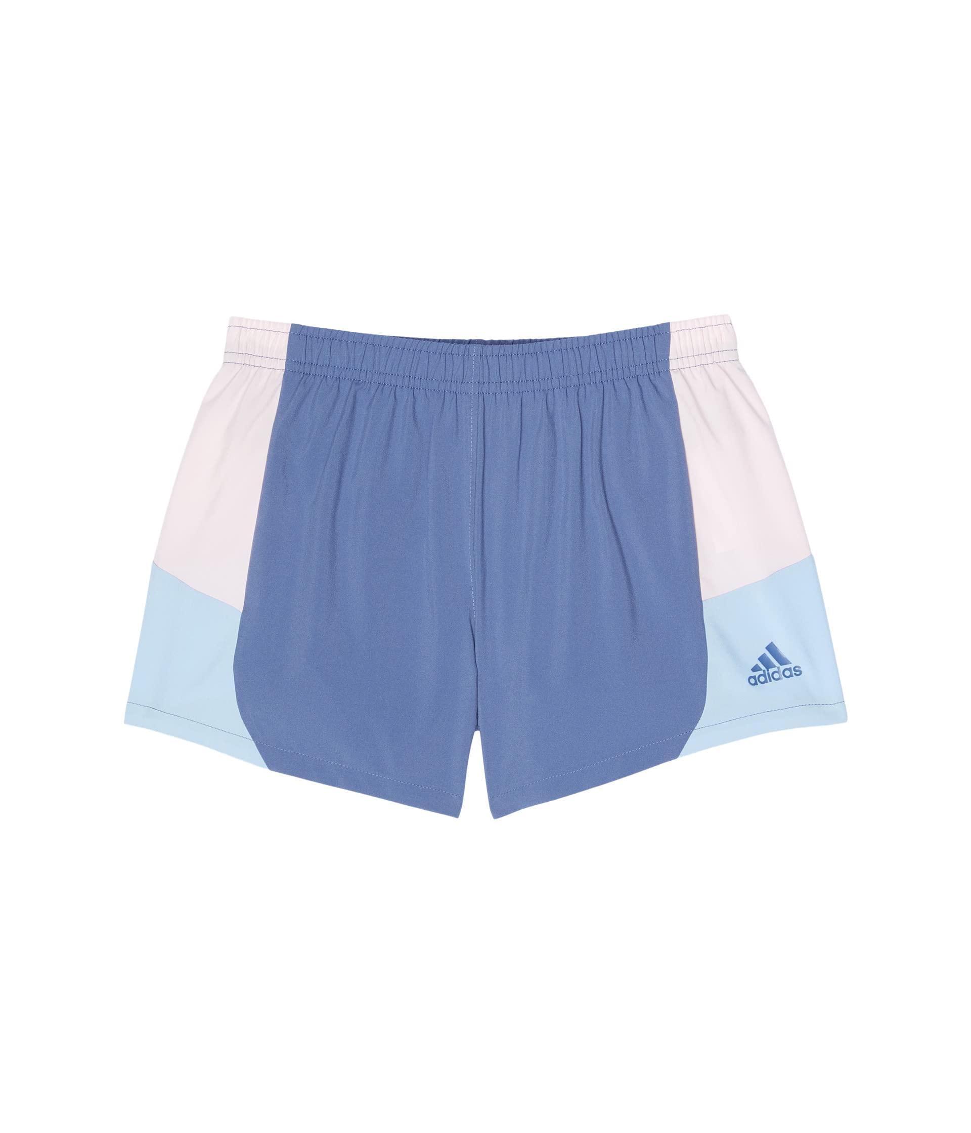 adidas Girls' Big Elastic Waistband Colorblock Woven Short, Crew Blue, Large (14)
