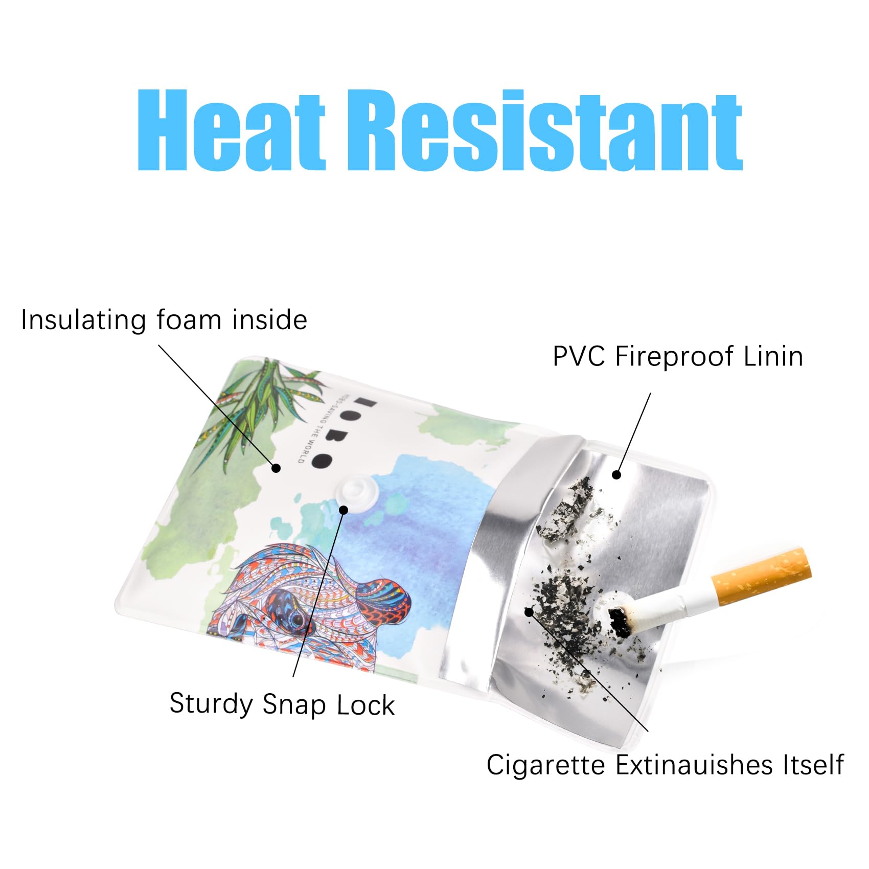 6 PCS Pocket Portable Ashtray Pouch, Reusable PVC Fireproof car ashtray small ashtray outdoor ashtray for Daily or Travel Use