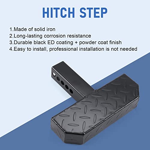 DICMIC Hitch Step Anti Slip and Rust Towing Bumper Guard for Most Car SUV Truck Pickup with Pin Fit 2β Receiver, 11.8β Length