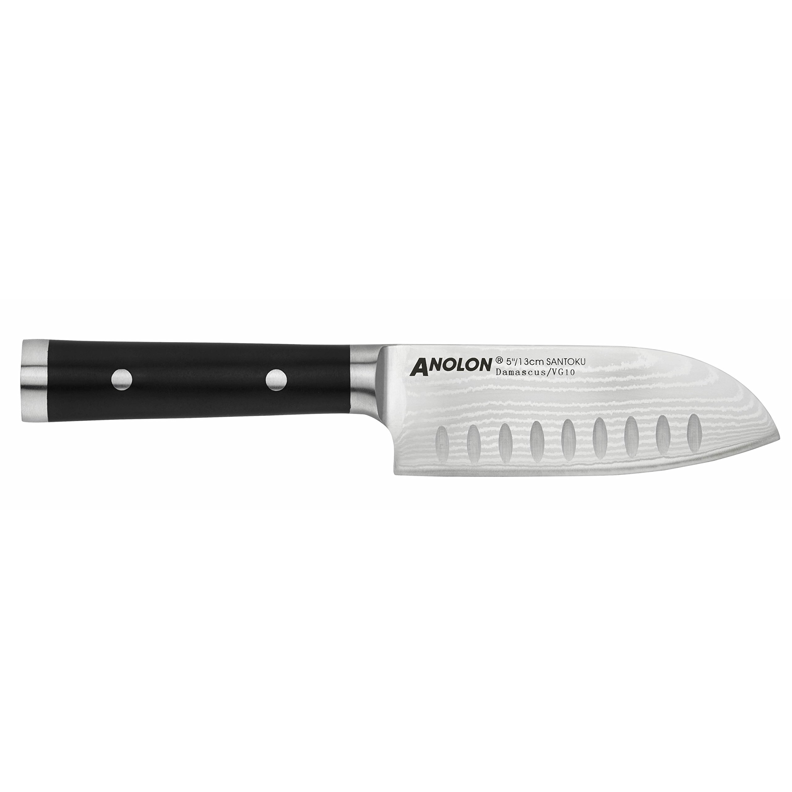 Anolon ImperionDamascus Steel Cutlery Knife Block Set, 5-Piece, Black