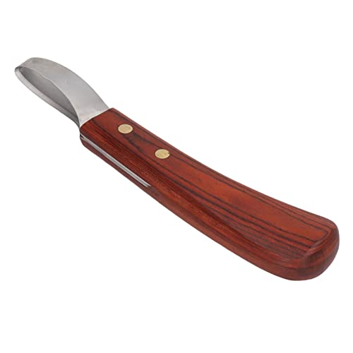 CHICIRIS Hoof Knife, 7.7in Right Hand Hoof Trimmer Crimping Farrier Tool with Ergonomic Wood Handle for Cows Horses Goats, Brown