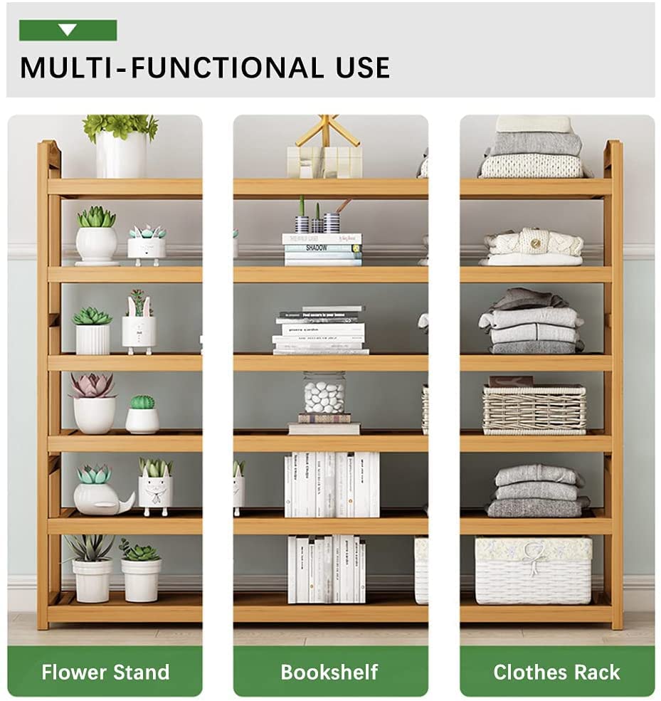 FEACM Bamboo Shoe Rack, 3-Tier Shoes Storage Organizer, Shoe Shelf for Entryway Boots Closet Free Standing Doorway, 70 x 25 x 51cm