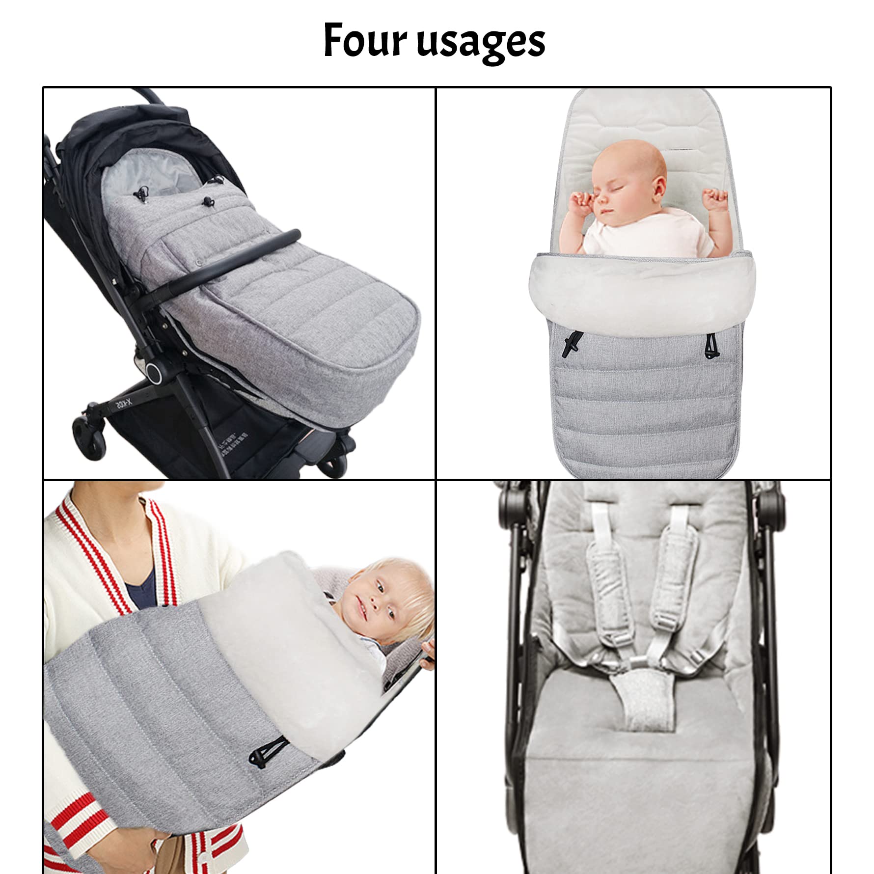 Beisto Baby Stroller Sleeping Bag Warm Foot Cover Bunting Bag to Protect Baby from Cold and Winter Weather in Car Seats and Strollers,Black,One Size