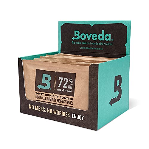 Boveda 72% Two-Way Humidity Control Packs For Wood Humidifier Boxes β 12 Pack β Moisture Absorbers β Humidifier Packs β Individually Wrapped Hydration Packets