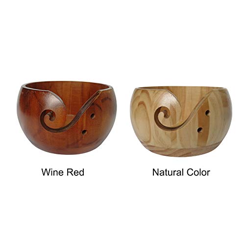 beiyoule Bamboo Yarn Bowl,Handmade Knitting Bowl Wool Holder,DIY Natural Embroidery Crocheting Storage Accessories for Crochet Home Decor