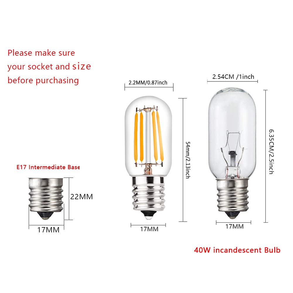AHEVO 8206232A 2w E17 led Bulb t7 led Bulb 25w Appliance 250lm Microwave Light Bulb 2700K Pack of 3