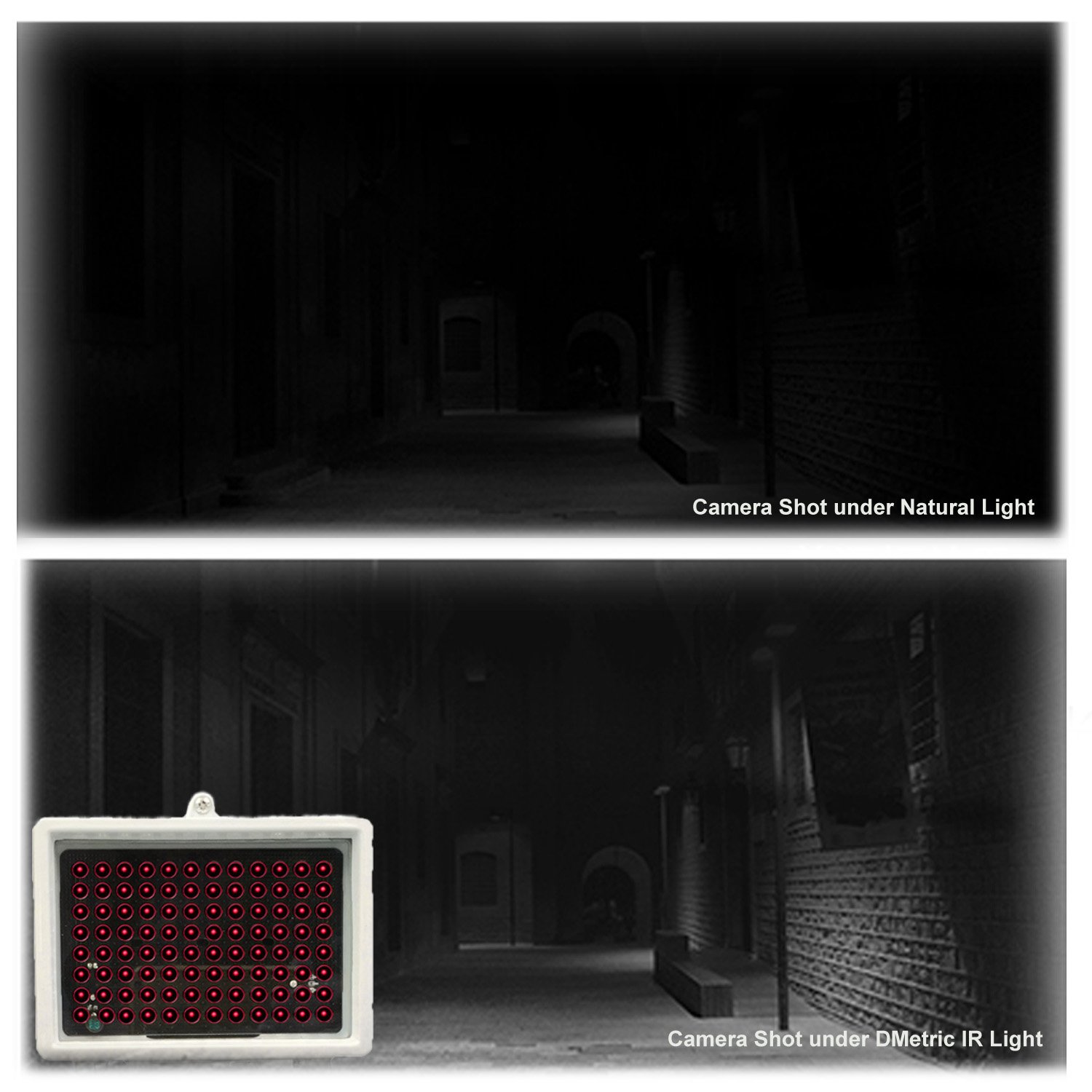 DMetric IR Illuminator, AC 110V - 220V 850nm Infrared 96 LED Night Vision Waterproof Lamp for Indoor Outdoor Security CCTV Camera, Long Range 80m (263 feet) and Wide Angle 60 Degree
