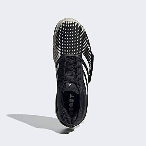 adidas Men's SoleCourt Boost Clay Tennis Shoe, Black/White/raw White, 14.5 M US