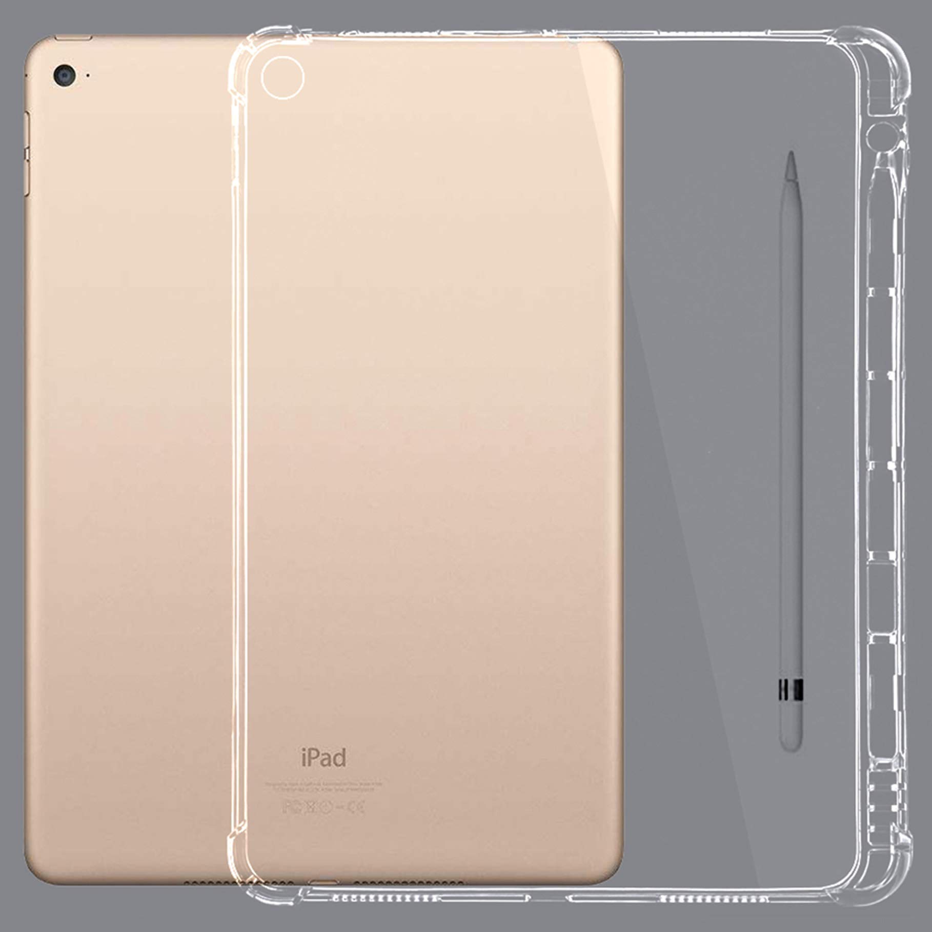 SFFINE Clear Case for New iPad 10.2 7th/8th/9th Generation 2021/2020/2019 with Pencil Holder, Shockproof Thin Slim Transparent Flexible TPU Gel Silicon Back Cover Protective Shell Fit iPad 10.2 Inch