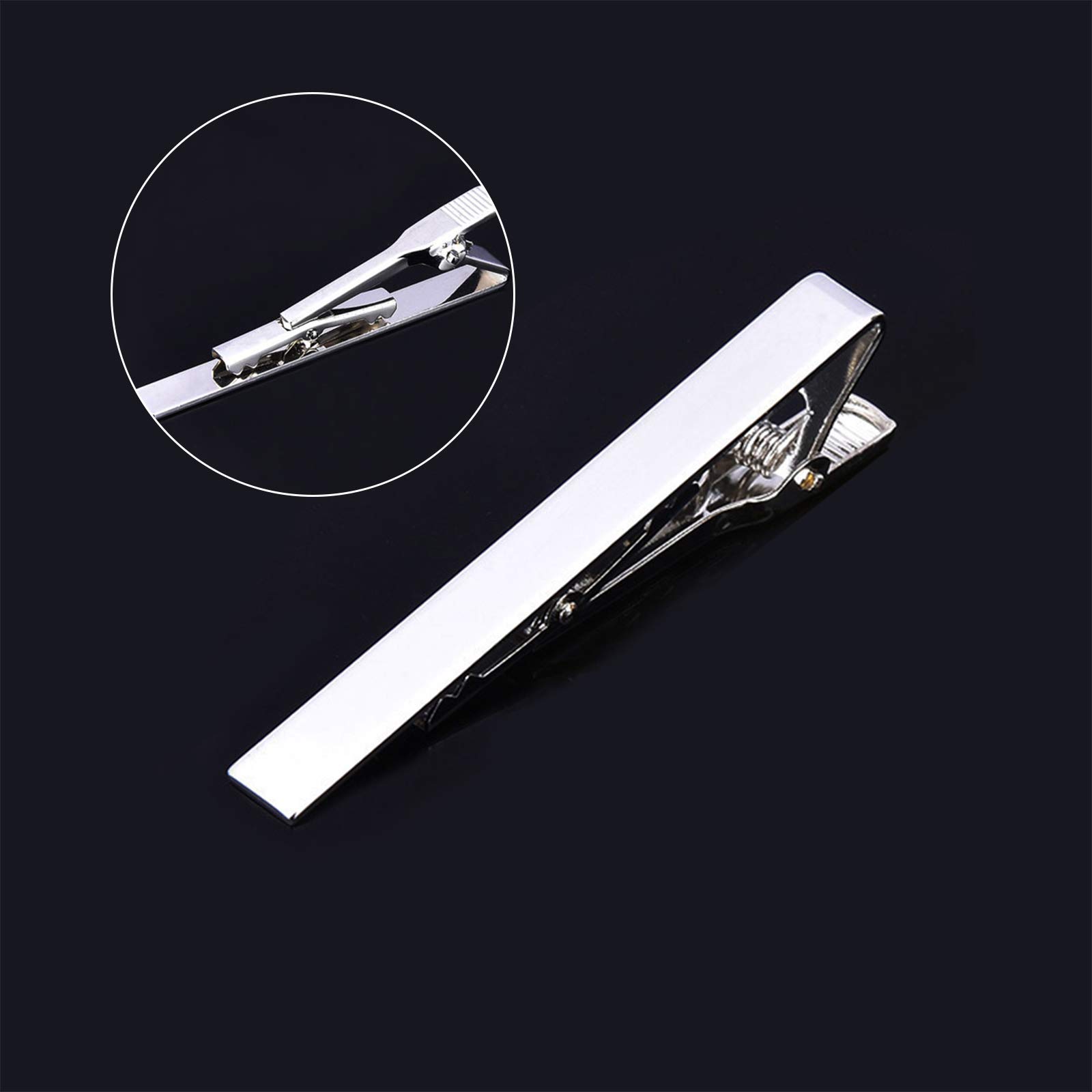 6 PCS Tie Clips for Men, Black Gold Sliver Tie Bar Clip Set for Regular Ties for Wedding Anniversary Business and Best Gift