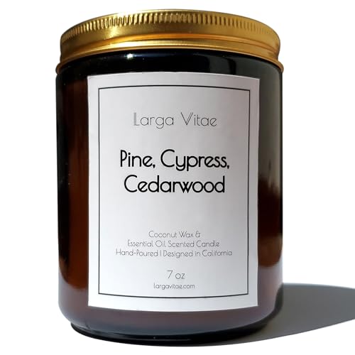 All-Natural Pine, Cypress, Cedarwood Aromatherapy Essential Oil Candle, Safe for People and Pets, Made with Pure Sustainable Organic Vegan Coconut Wax, Allergy Friendly, Non Toxic, Zero Waste