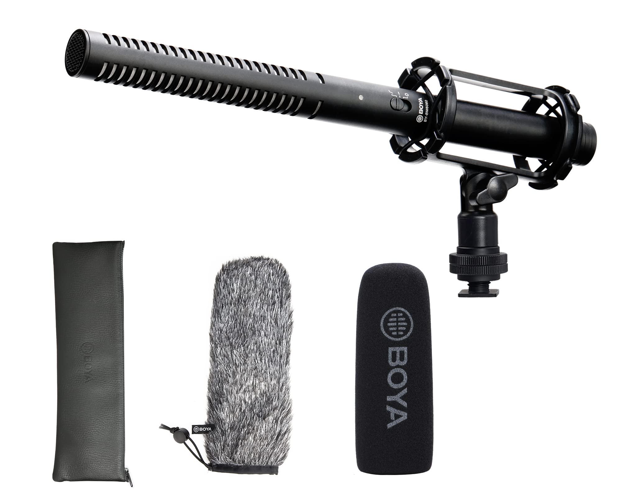 BOYA XLR Microphone, Shotgun Microphone BY-BM6060 with Shockmount Windscreen Mic for Camera DSLR External Condenser Professional Microphones for Video Interview ENG Film