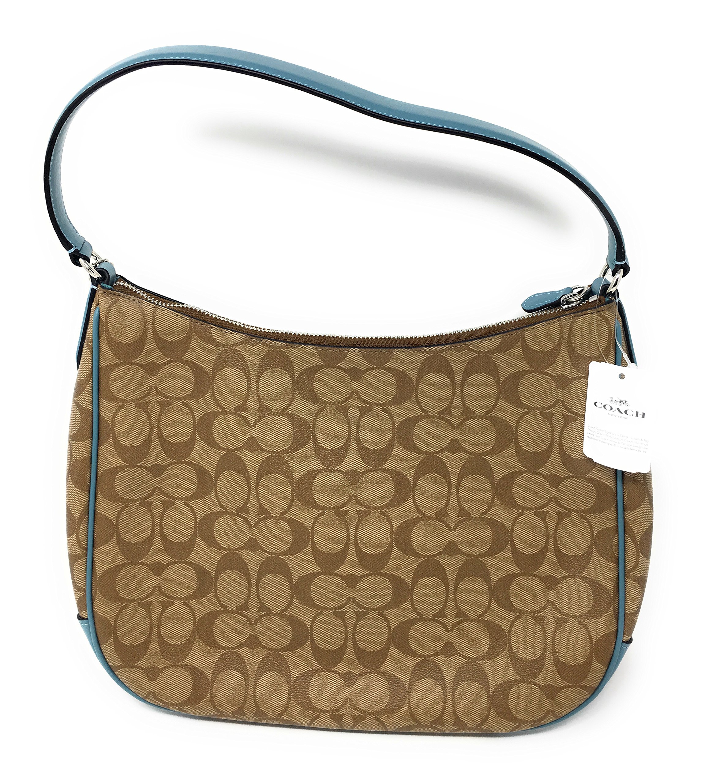 Coach F29209 ZIP SHOULDER BAG IN SIGNATURE CANVAS CYAN