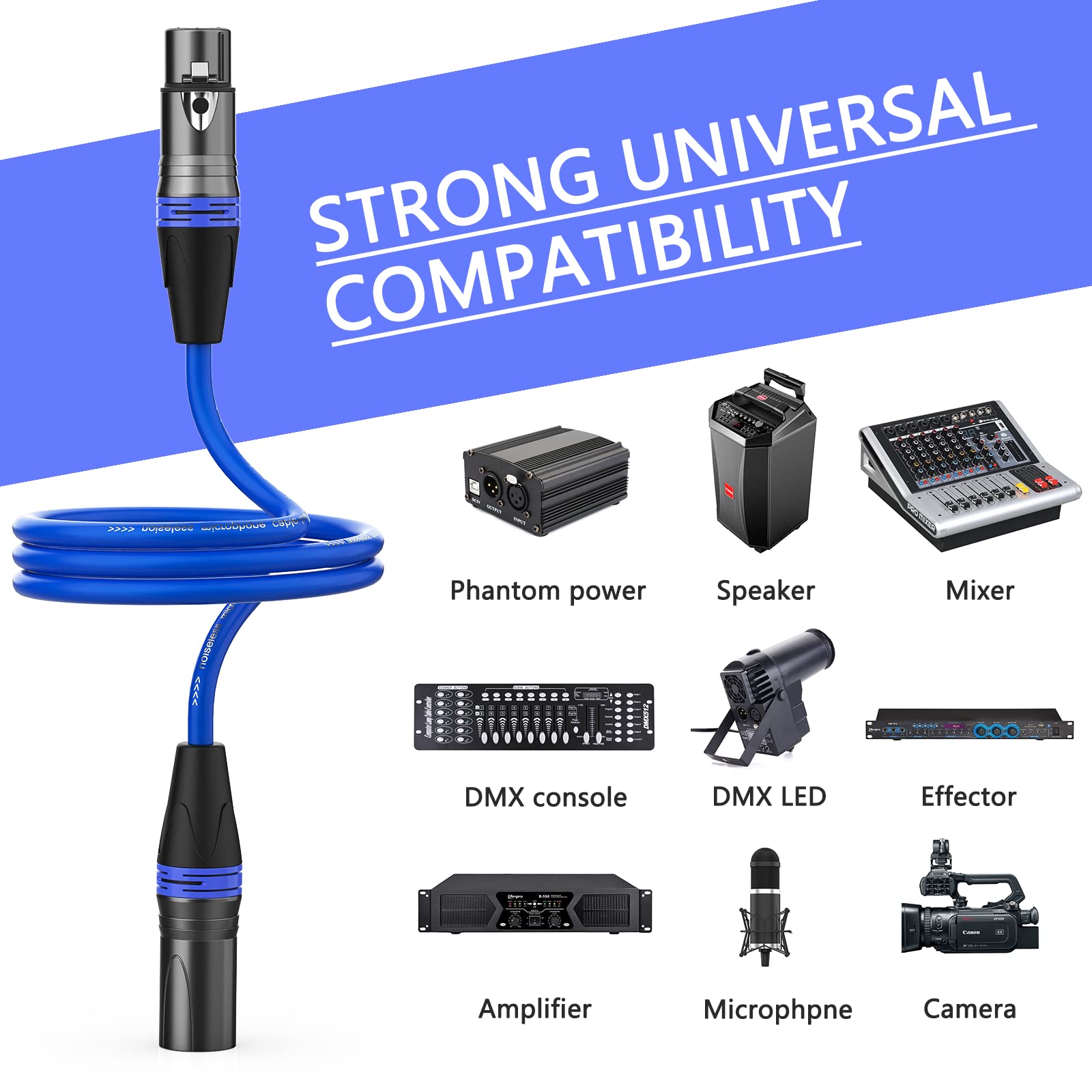 BOYOUYS XLR Cables 3FT 10 Pack XLR Microphone Cable Male to Female Cable 3 Pin Premium Balanced XLR Male to Female Patch Cords for Mic Mixer,Podcast, Studio
