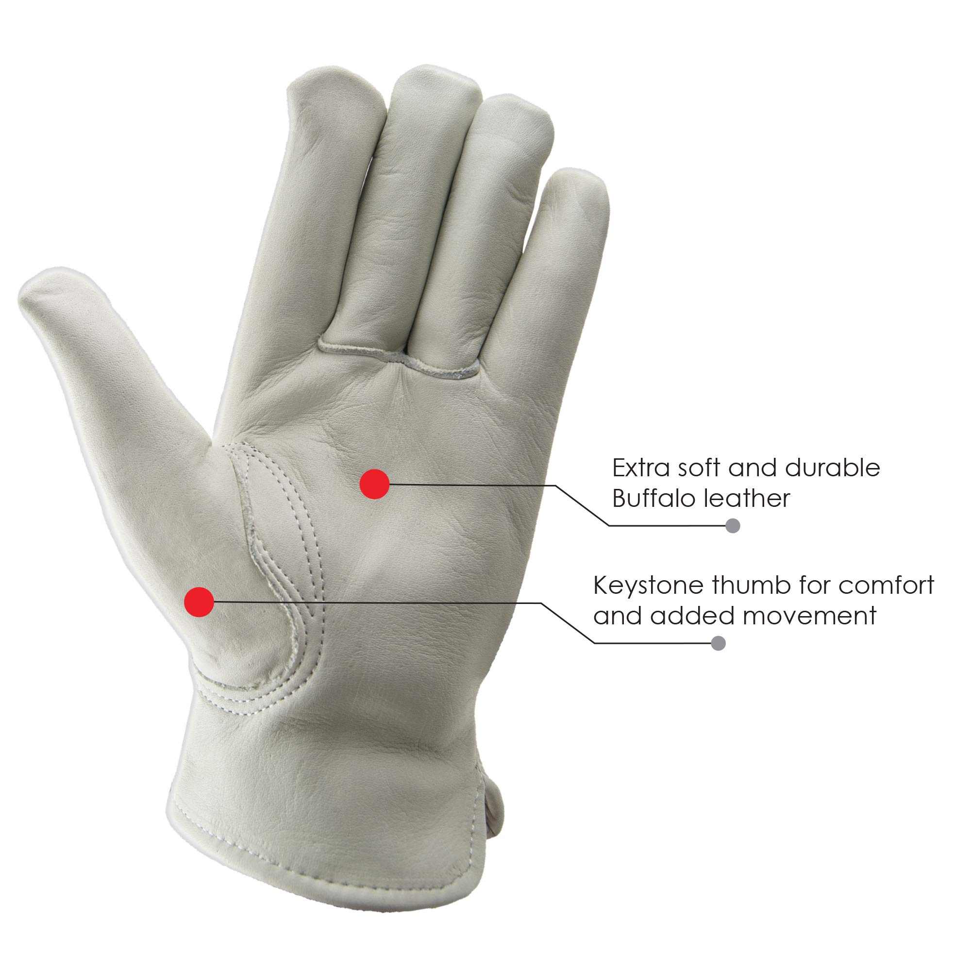 Illinois Glove Company HW2600M Grain Pigskin Fleece Lined Glove M Palomino, Genuine Smooth Grain Pigskin Leather Work Gloves, Fleece-Lined for Warmth, Shirred Elastic Back