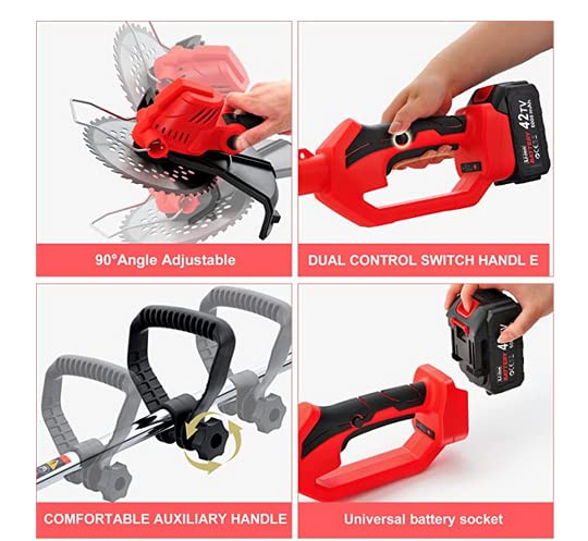 Brushless Weed Wacker, 21V String Trimmer Electric Weed Eater Brush Cutter, 3-in-1 Lightweight Cordless Grass Trimmer Edger Lawn Tool for Yard Trimming and Edging with 6.0Ah Battery Powered