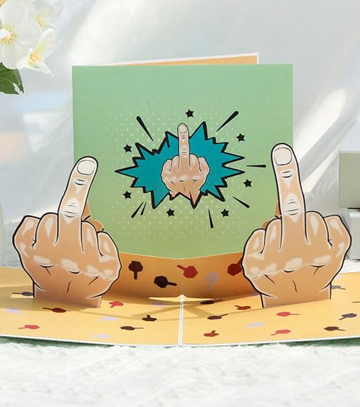 Sharonlily Funny Fuck Pop Up Card, Naught Joking 3D Greeting Card for Friend Him Her, Adult Rude Birthday Sympathy Encouragement Card
