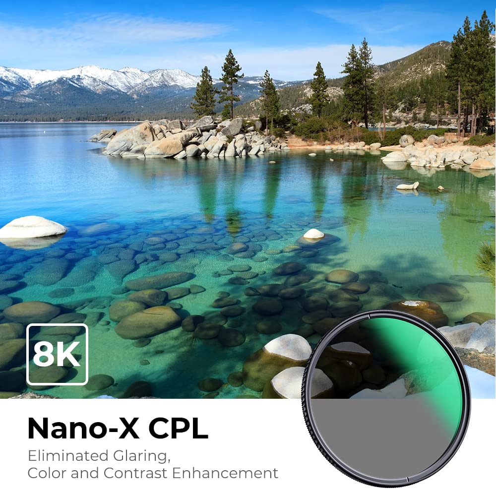 58mm Variable ND2-400 & CPL Lens Filters Kit (2 Pcs) 1-9 Stops Variable ND Lens Filter & Polarizing Filter with Multi-Layer Coated
