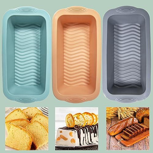 Anxbbo 3 Pack Silicone Bread Loaf Pans No-Stick Large Loaf Pan Set, Flexible Silicone Baking Molds forĀ Bread, Cake, Meatloaf, BPA Free and Dishwasher Safe (3 Pack (9.8''L x 4.7''W x 2.7''H))