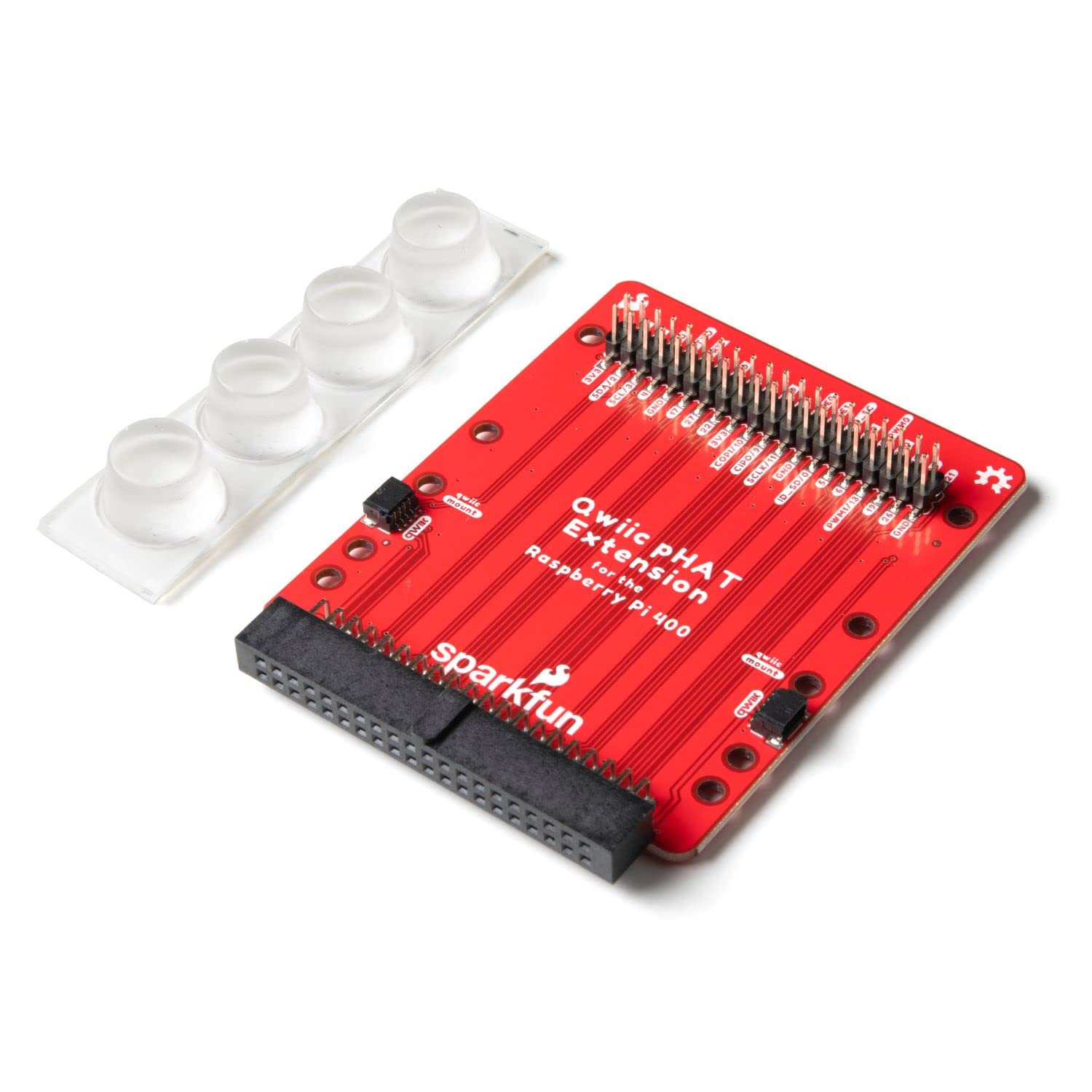 SparkFun Qwiic pHAT Extension Compatible with Raspberry Pi 400 (not Included) - extends 40 pin headers to a Vertical Position - 10 mounting Holes - 2X Qwiic Connections