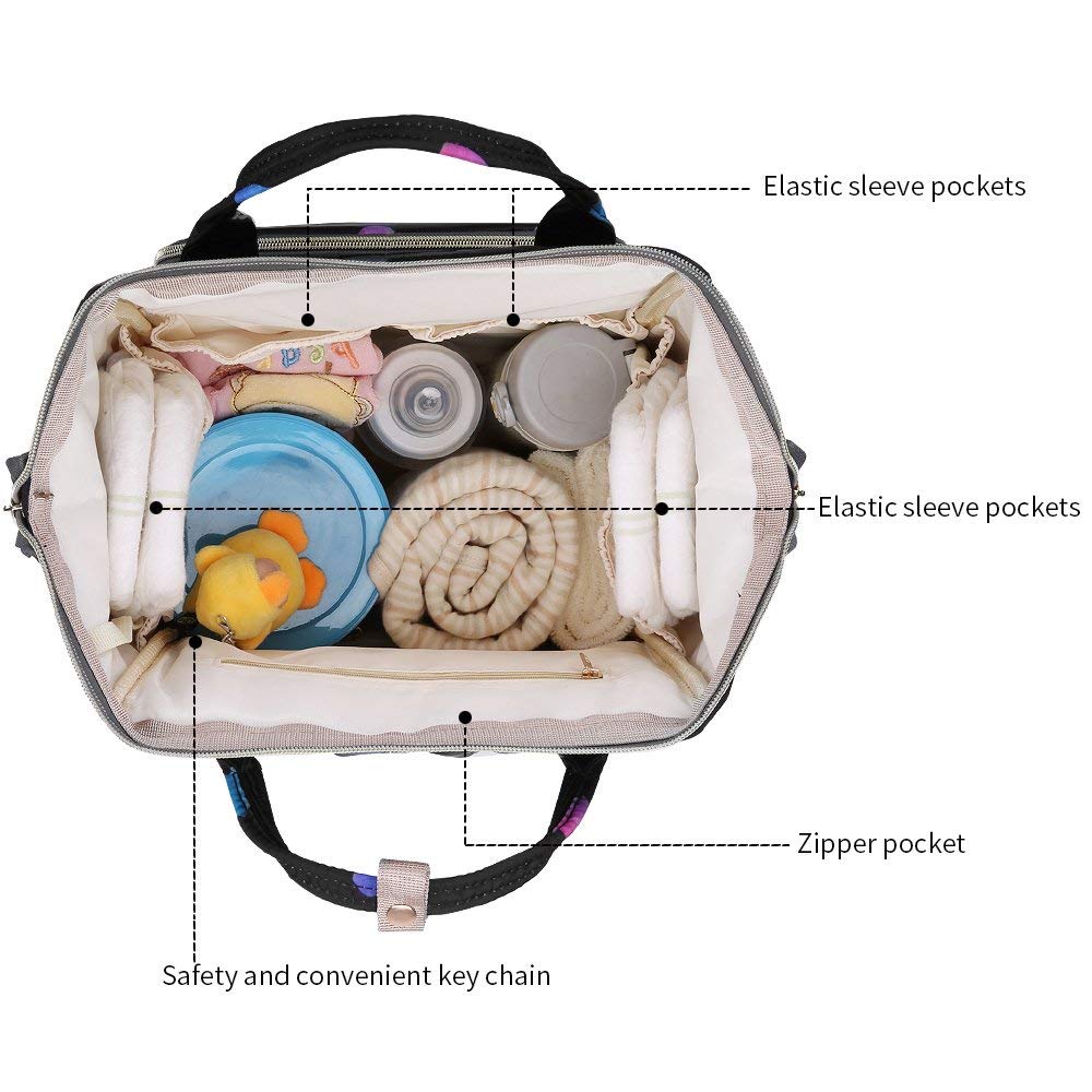 TRENDPLAY Diaper Backpack Baby Nappy Bag - Travel&Outdoor Organizer Water-Resistant Multi-Function Maternity Bag for Mom Daddy Large