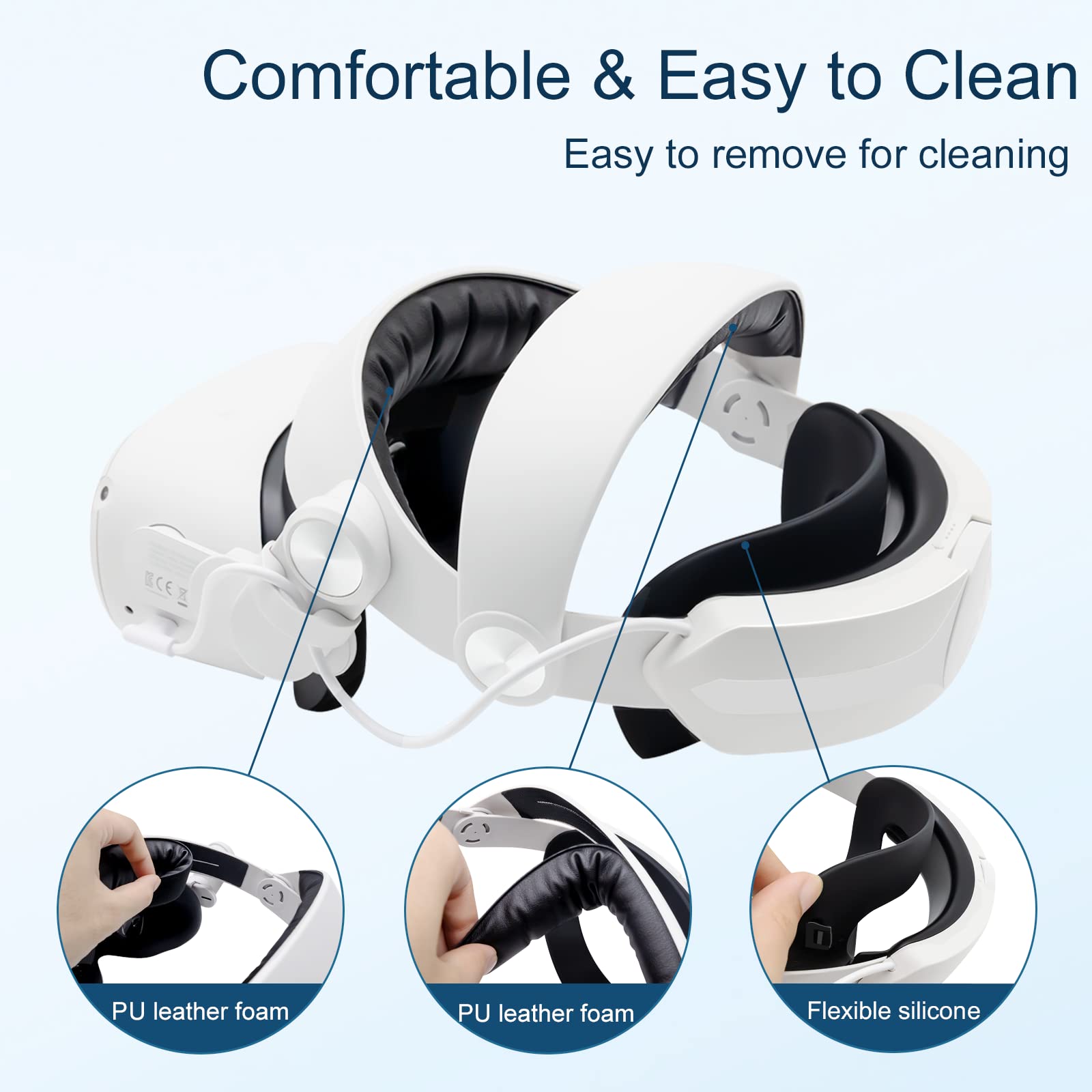 8VR Head Strap with Battery for Oculus Quest 2, Adjustable Elite Strap with 6000mAh Battery Pack for Enhanced Comfort and Playtime in VR, Fast Charging and Counter Balance Quest 2 Accessories