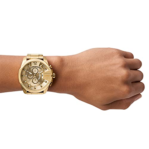 Diesel Men's 51mm Mega Chief Quartz Stainless Steel Chronograph Watch, Color: Gold (Model: DZ4360)