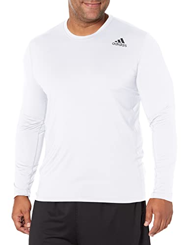 adidas Men's Techfit Fitted Long Sleeve Tee, White, X-Large