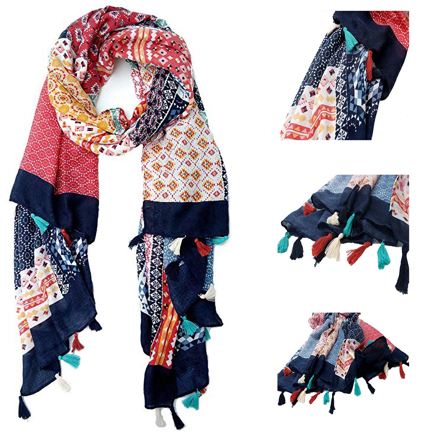 Ahyuan Scarves for Women Large Lightweight Floral Flower Spring Scarf Fashion Wrap Shawls Oversized Shawl Cape