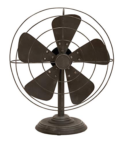 Deco 79 Metal Fan Sculpture, 15" x 8" x 18", Black