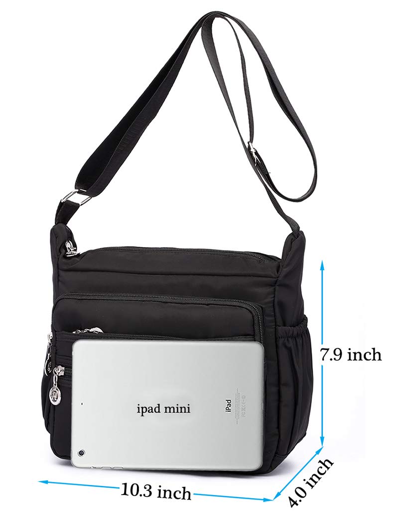 Collsants Small Nylon Crossbody Bag for Women Everyday Purse Travel Shoulder Bag Multi Pocket