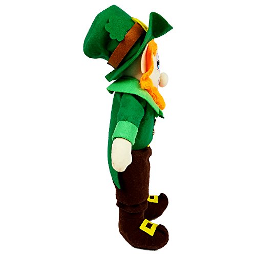 Colonel Pickles Novelties St Patricks Day Decorations 14 Inch Leprechaun Doll Figurine with Shamrock Hat Irish Plush