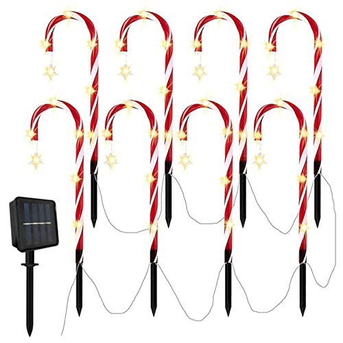 Christmas Candy Cane Lights,8Pcs Solar Christmas Candy Cane Light, Christmas Decoration, for Home Garden Passage Pathway Courtyard Lawn Decoration Light