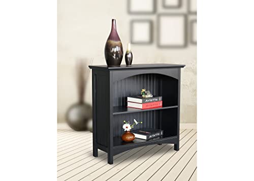 eHemco 2 Tier Bookcase with 2 Arched Supports, 29 Inches, Black