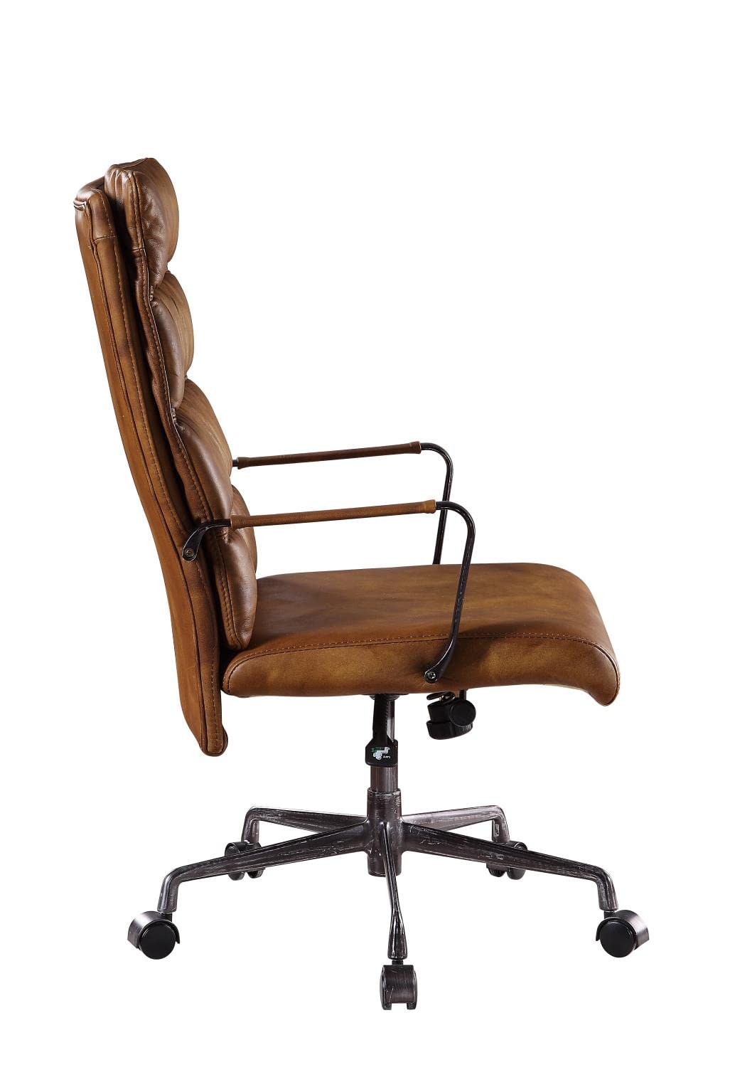 Acme Jairo Tufted Leather Upholstered Swivel Office Chair in Sahara Brown