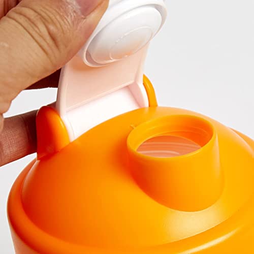 EBAT Shaker Bottle in Cute Pink (Lid & Body) w. Classic Loop Hook,Measurement Marks of 12 OZ/400 ML & A Small Stainless Whisk Blender Ball,Anti-Slip,BPA Free,PP5 Certified,Leak Proof,Dishwasher Safe