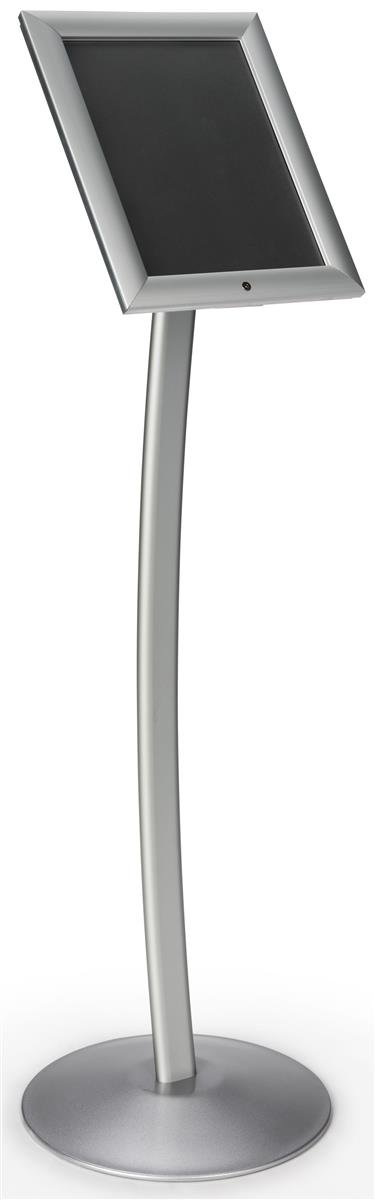 Displays2go 8.5" x 11" Outdoor Pedestal Menu Sign, Floor Standing, Snap-Open Door, Aluminum – Silver (CM8511PSV2)