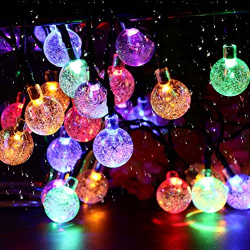 Christmas Decoration Light String- 6M 40LED Crystal Ball Solar String Lights Christmas Fairy Garden Lights for Outdoor Home Lawn Patio Party and Holiday Decorations (Warm Light)