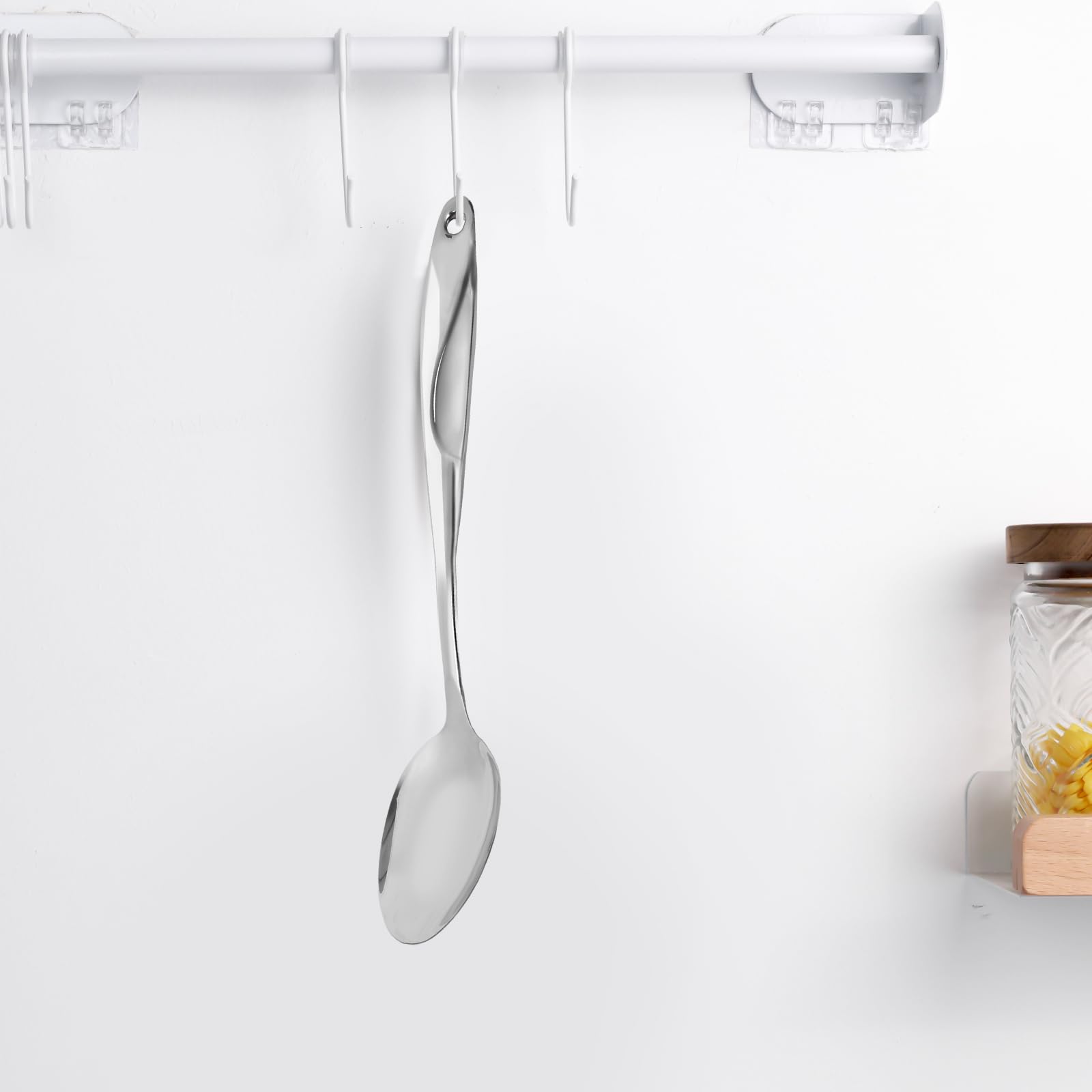 HAKSEN Serving Spoons Stainless Steel, 14 Inch Good Grips Basting Spoon for Home Kitchen Restaurant