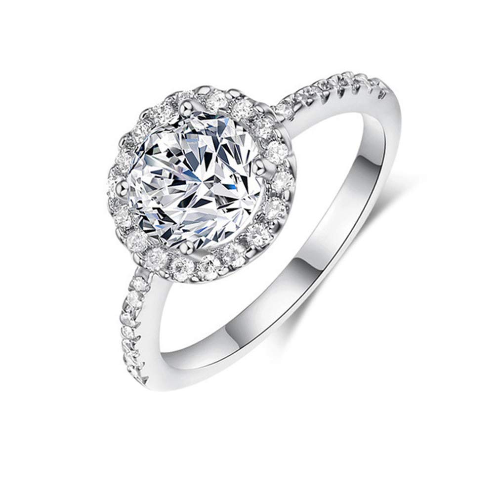 Ai.Moichien Cubic Zirconia Round Cut Ring 925 Sterling Silver Women Engagement Wedding Eternity Simulated Diamond Jewelry
