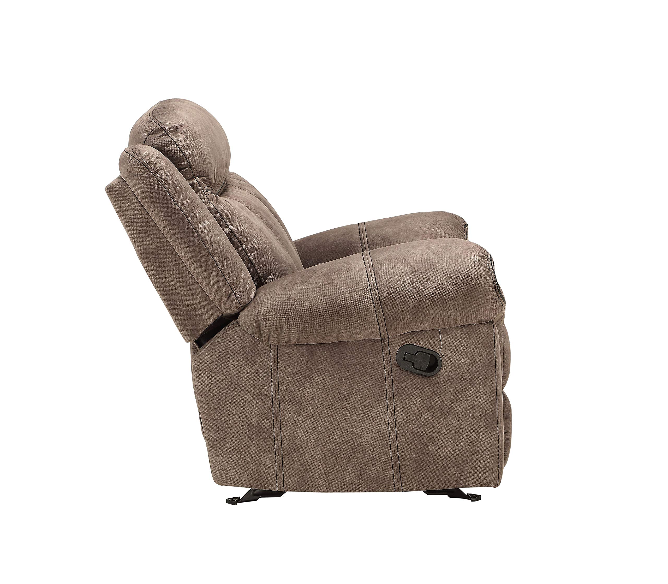 Acme Zubaida Velvet Motion Reclining Sofa (2-Tone Chocolate) and Horizontal Tufted Glider Recliner (2-Tone Chocolate) Bundle