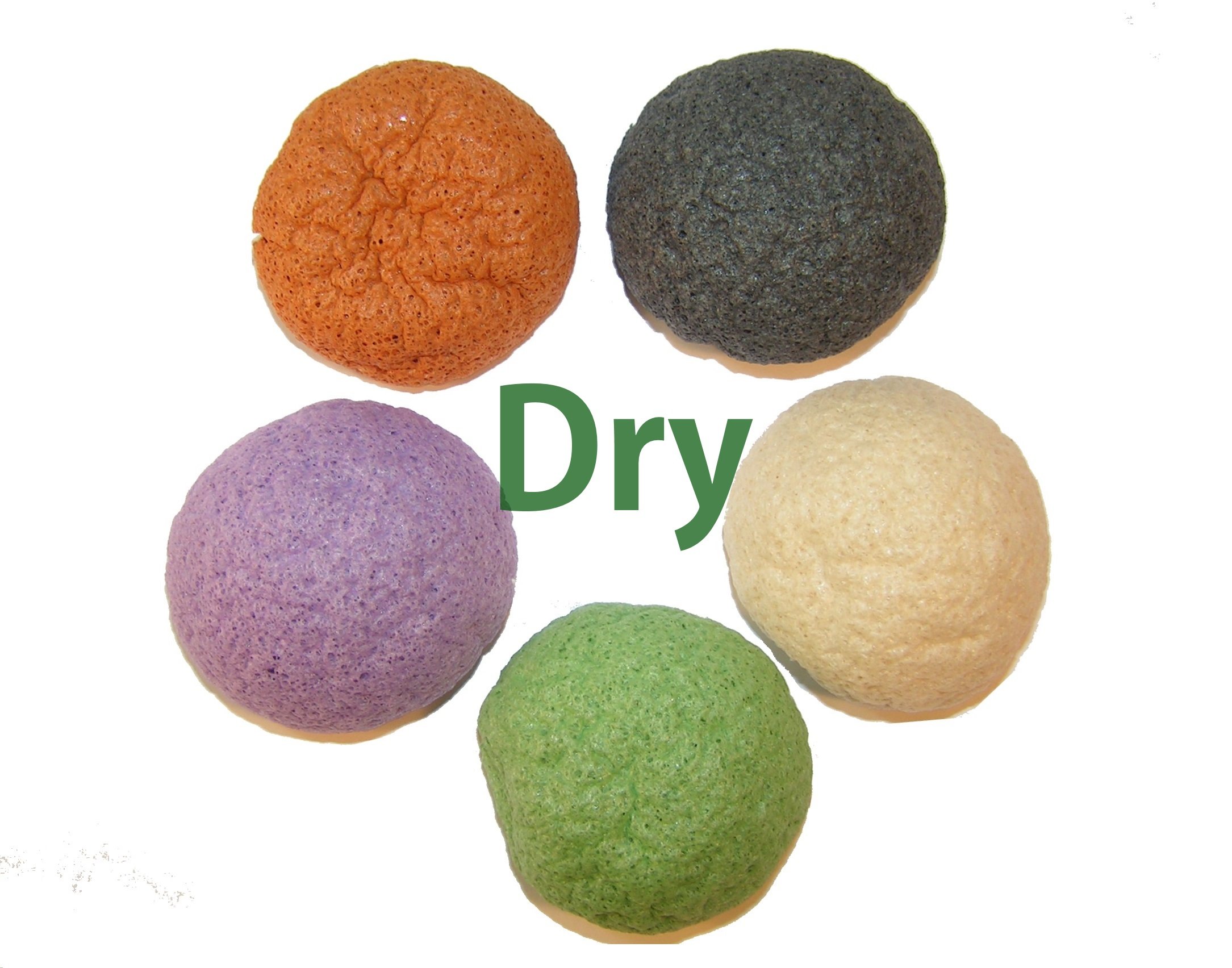 Konjac Sponge Set: Organic Skincare Facial for Natural Exfoliating and Deep Pore Cleansing 5 Piece Sampler Pack Infused with Charcoal, Turmeric, Green Tea