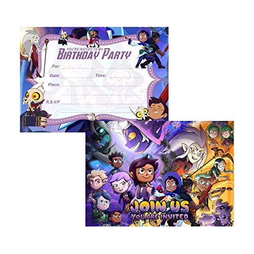 BOYKIM 16pcs The Owl House Birthday Invitations Cards, The Owl House Birthday Party Supplies for Kids Party Decorations